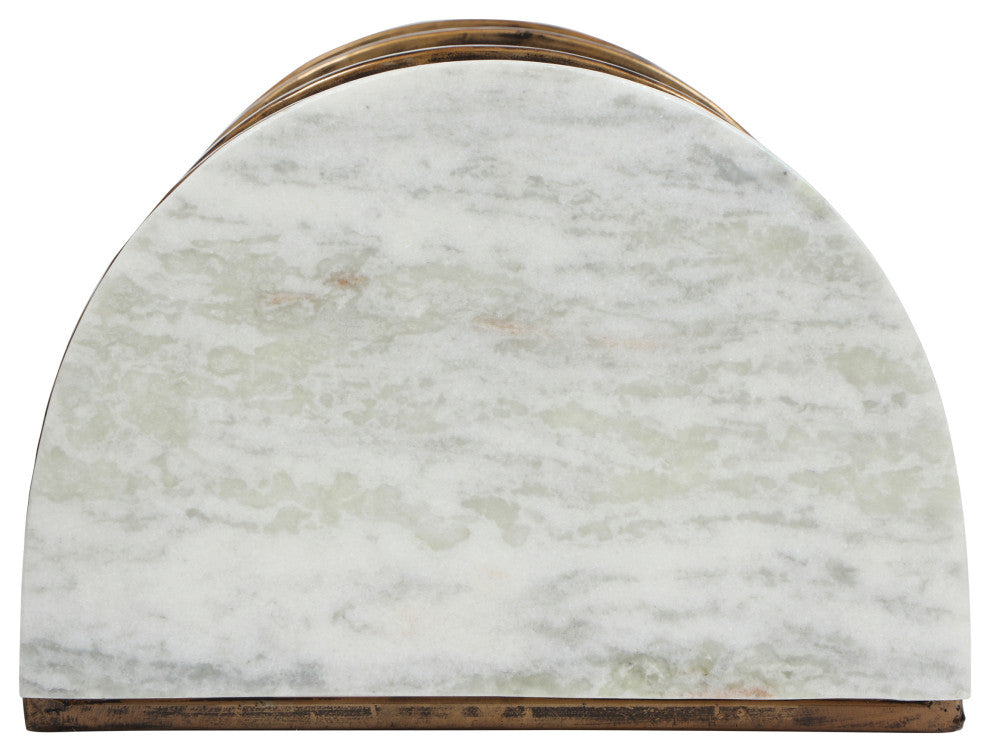 Greycliff Modern Glam Handcrafted Marble Half Round Etagere Bookcase