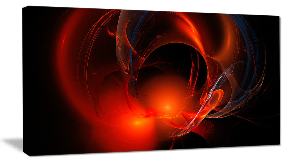 Red Galactic Nebula on Black, Abstract Wall Art Canvas, 32x16