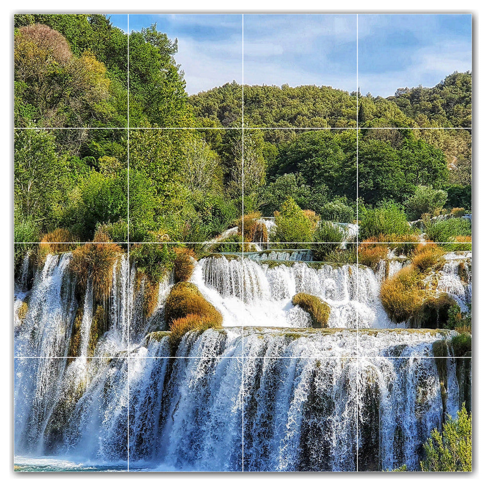 Waterfalls Ceramic Tile Wall Mural HZ501122-44S. 17" x 17"