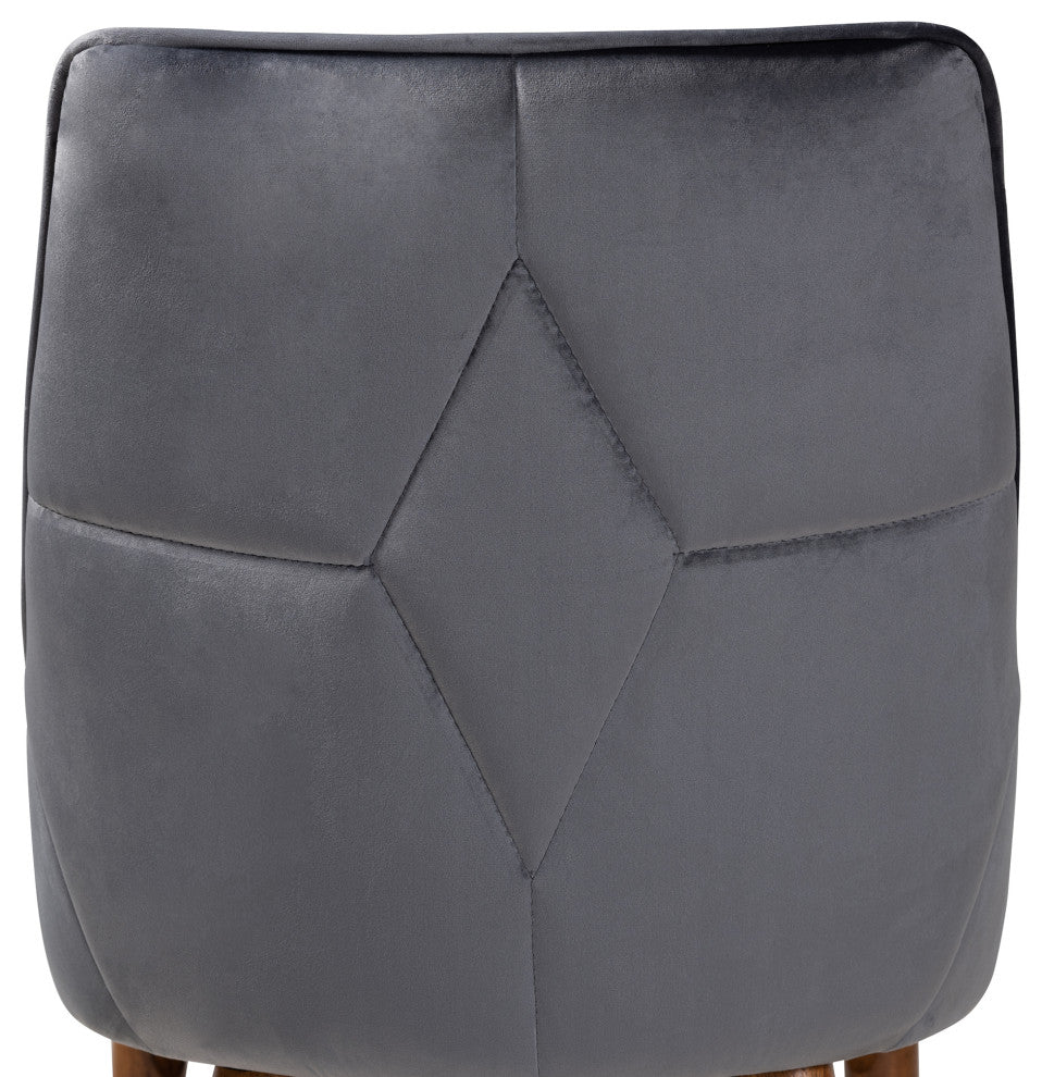 Gilmore Modern Grey Velvet Upholstered and Brown Finish Wood 5-Piece D