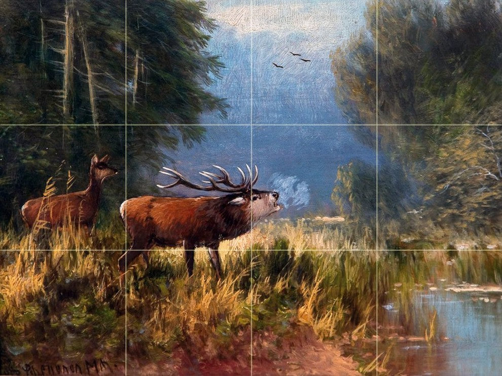 Tile Mural, Wildlife Backsplash Marble Matte