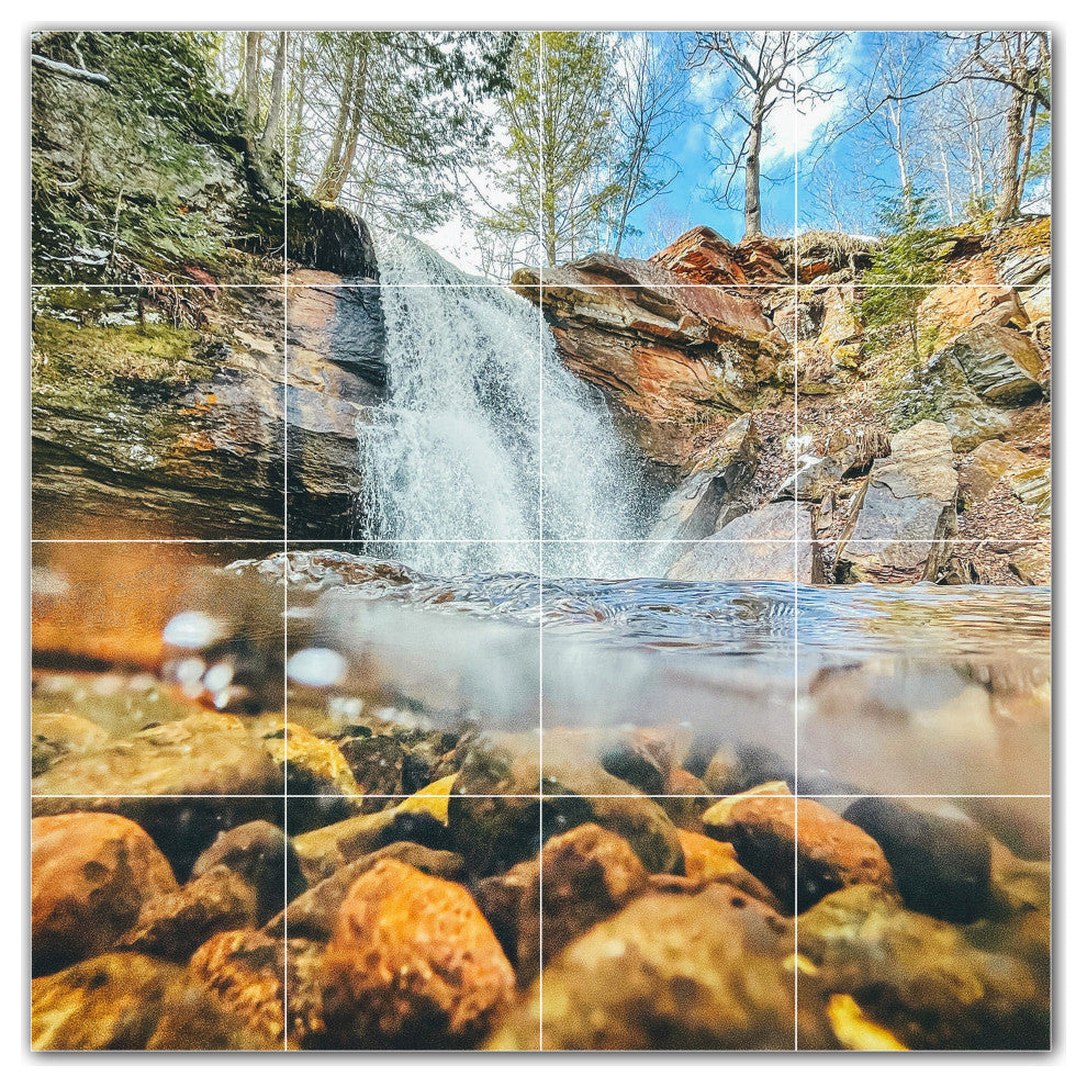 Waterfalls Ceramic Tile Wall Mural HZ501111-44M. 24" x 24"