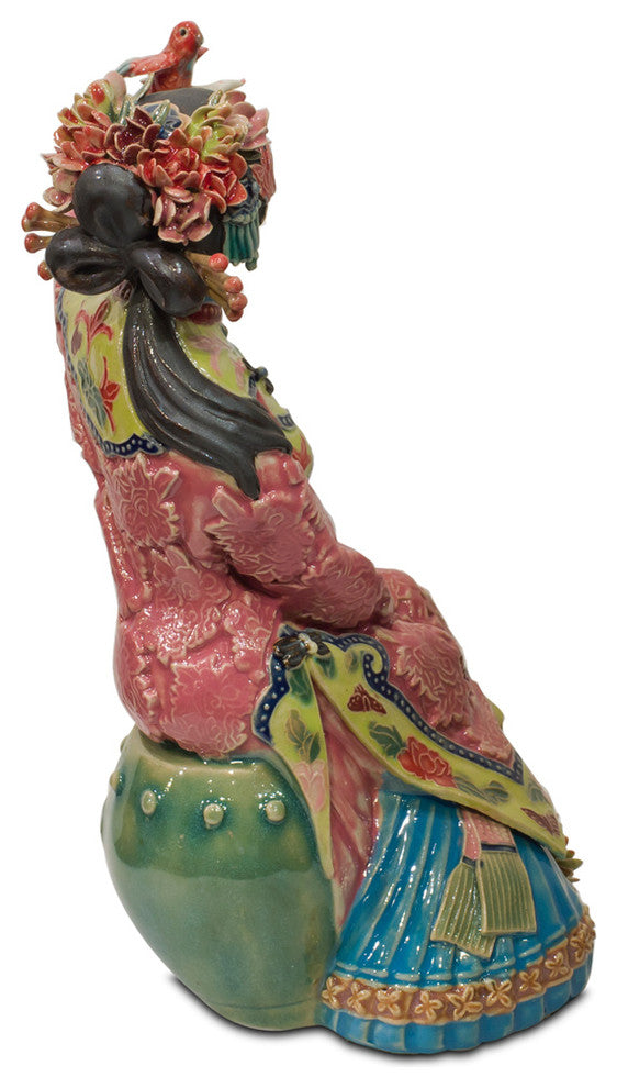 Chinese Porcelain Figurine, Lady with Bird