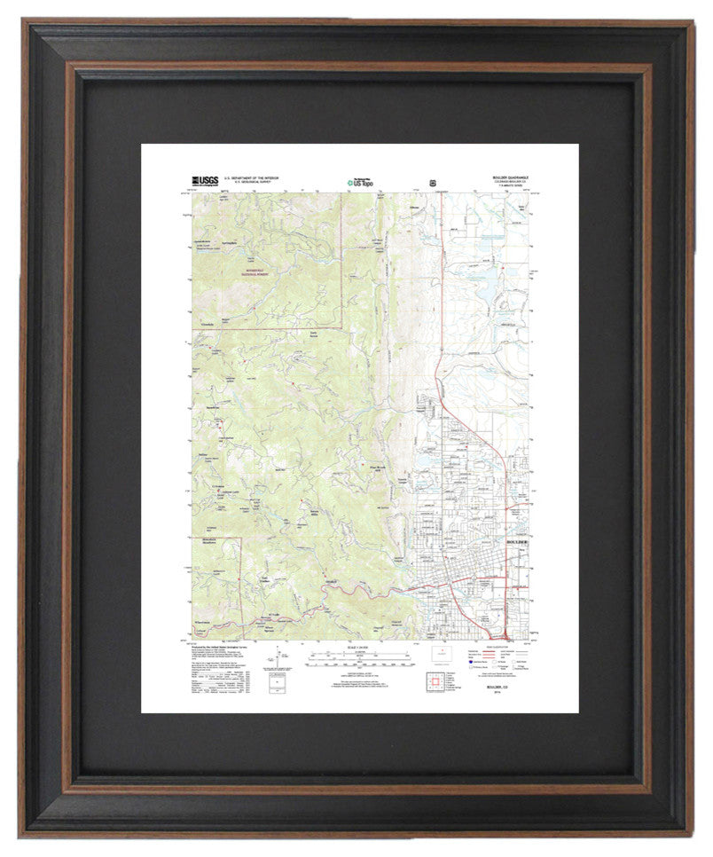 Framed Topographic Map, Boulder, Colorado, Standard Size