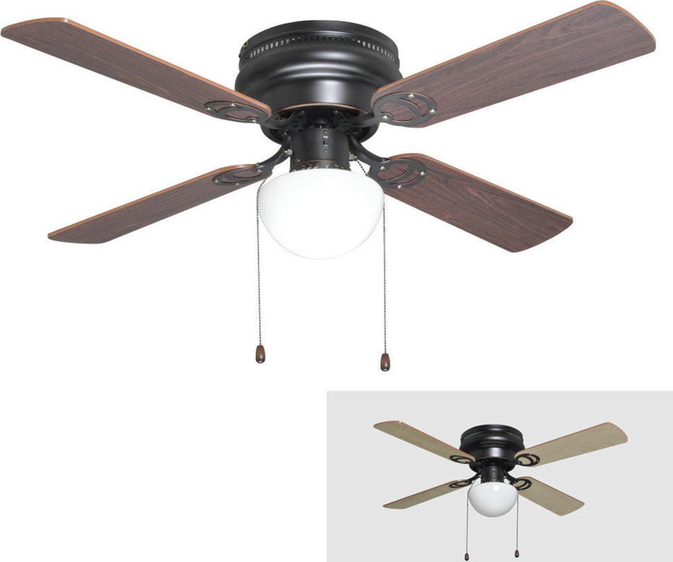 Oil Rubbed Bronze 42" Hugger Ceiling Fan With Light Kit