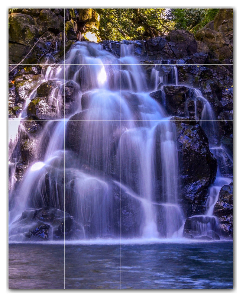 Waterfalls Ceramic Tile Wall Mural HZ501115-45M. 24" x 30"