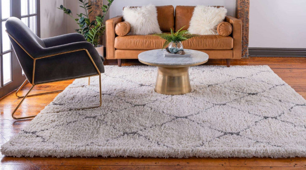 Shag Moroccan Shag Square 8' Square Bone Area Rug