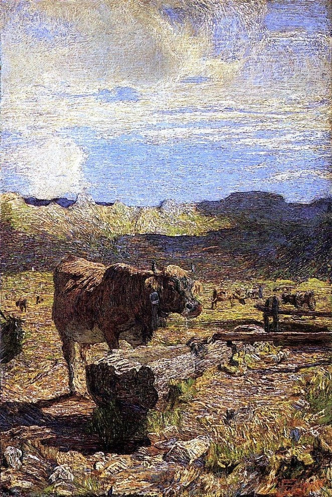 Giovanni Segantini Cow at a Water Trough, 18"x27" Wall Decal