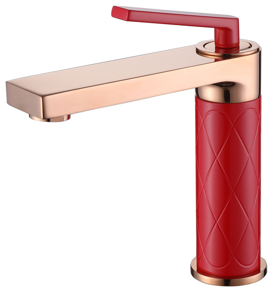Single Hole Bathroom Sink Faucet, Rose Gold Basin Sink Faucet