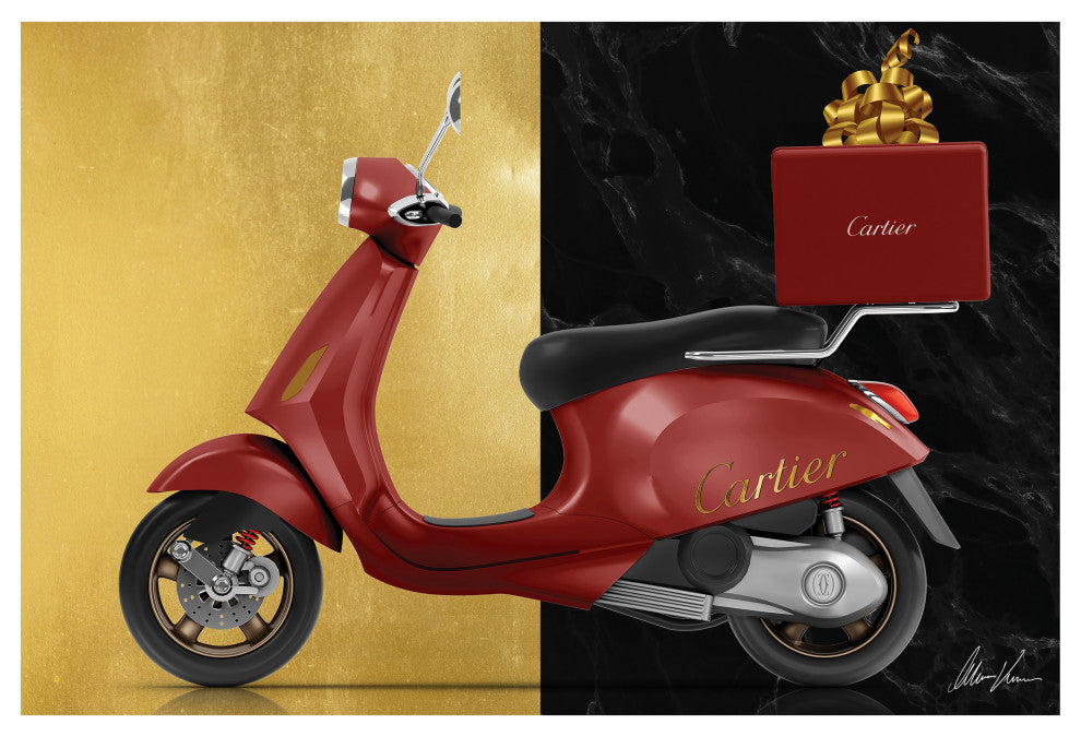 "Cartier Delivery" Frameless Free Floating Tempered Glass Panel Graphi