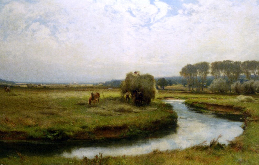 David Farquharson Haymaking, Seaton Marsh, Devon Wall Decal Print