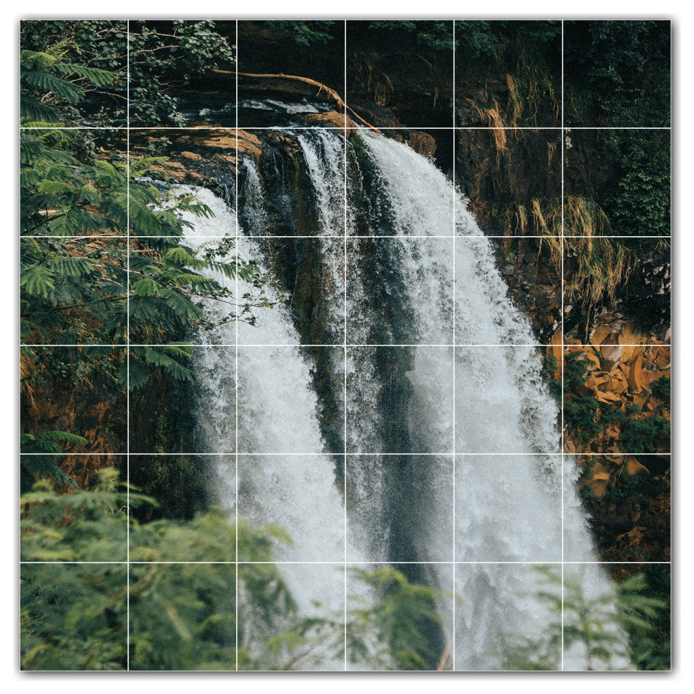 Waterfalls Ceramic Tile Wall Mural HZ501148-66L. 48" x 48"