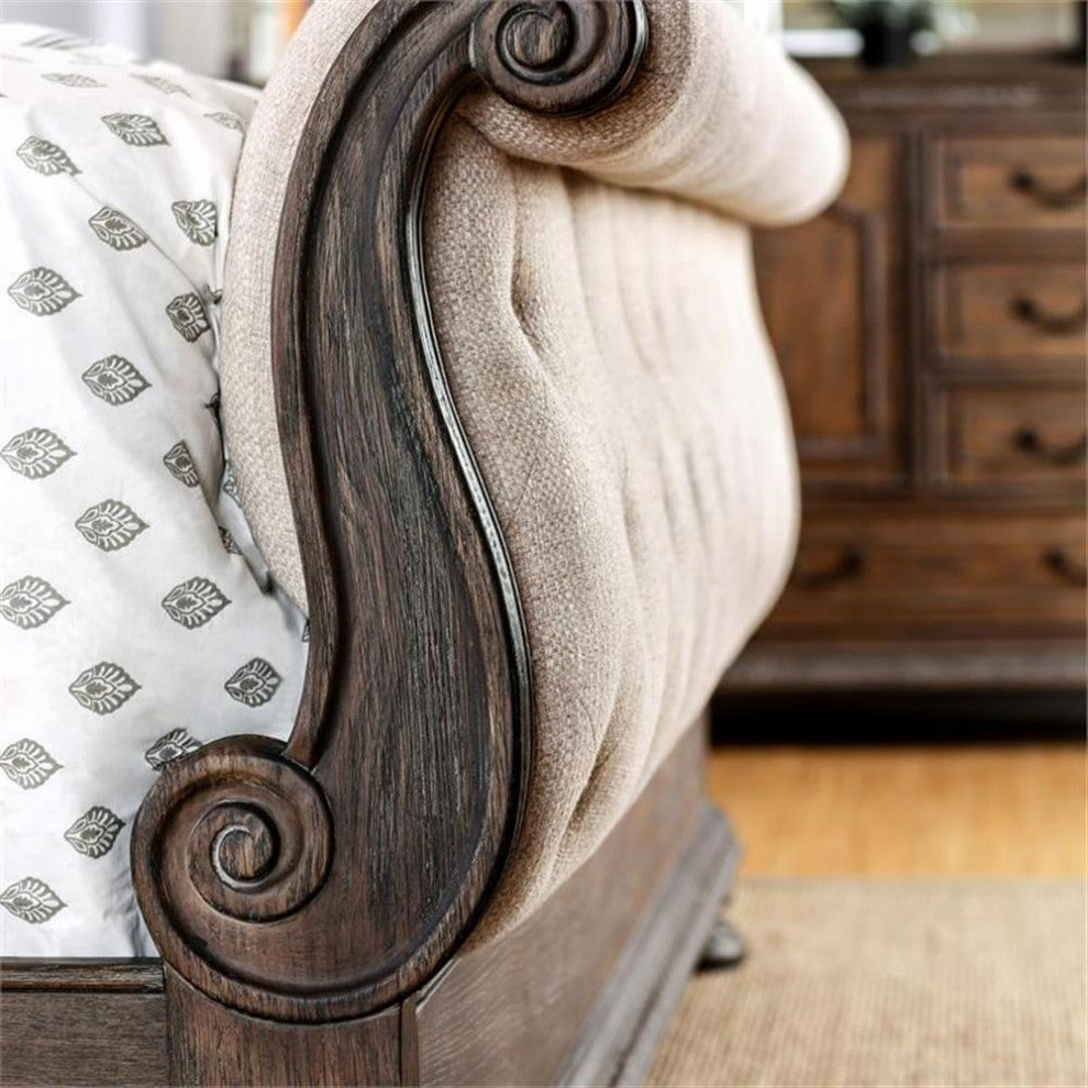 FOA Kai 3pc Natural Tone Wood Bedroom Set - Queen + Nightstand + Chest