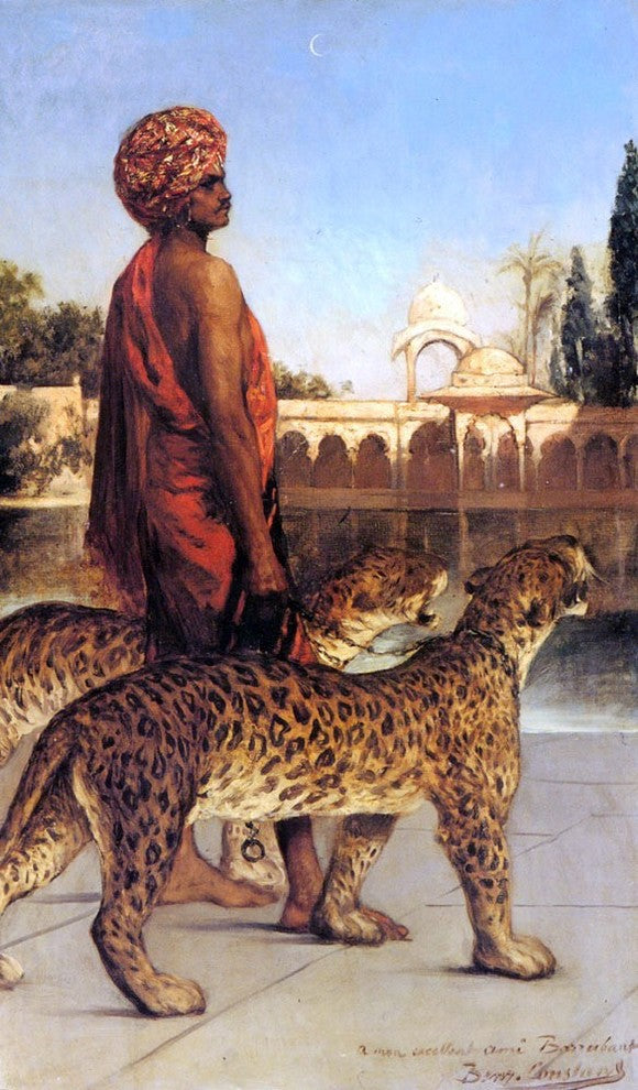 Jean-Joseph Benjamin Constant A Palace Guard With Two Leopards Wrapped