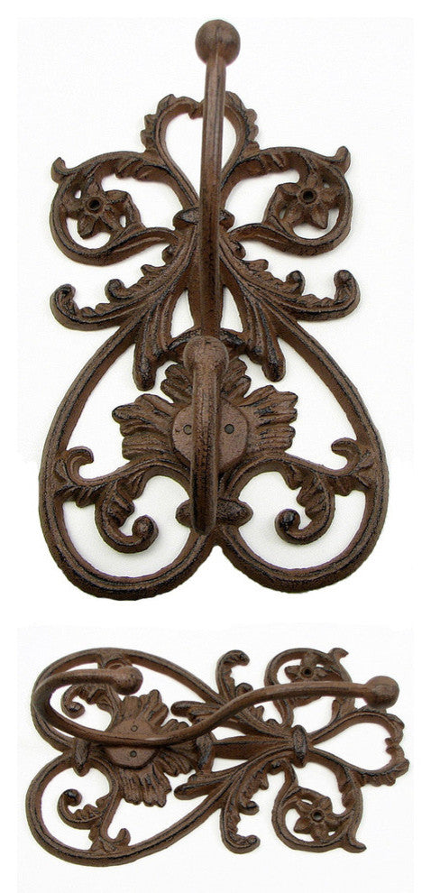 French Scroll Cast Iron Wall Double Hook