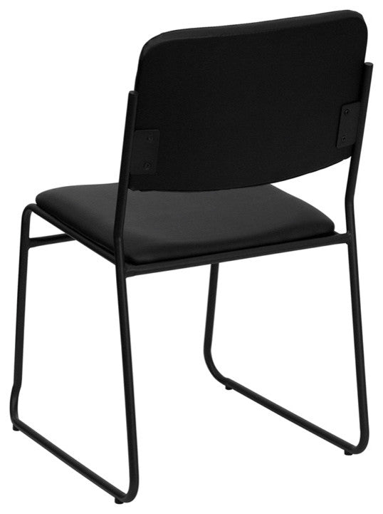 Flash Furniture Hercules Faux Leather Sled Base Stacking Chair in Blac