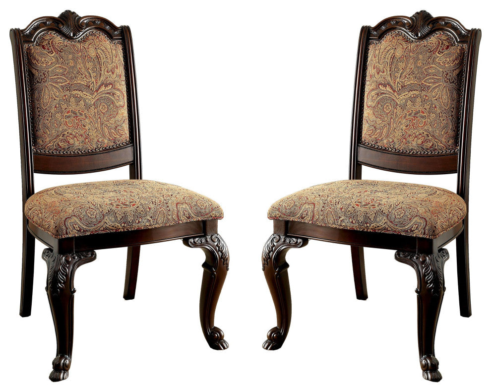 Furniture of America Ramsaran Fabric Dining Chair in Brown Cherry (Set