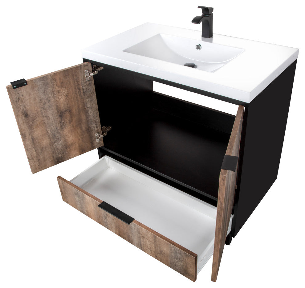 London Vanity, Inset 2-Door 1-Drawer, With Top, Soho/Fossil, 36"