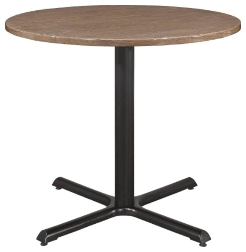 Correll English Walnut Wood Cafe Bistro Table with 4 Black Ladder Back
