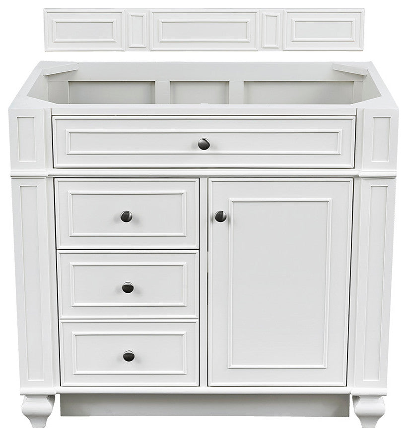 Bristol 36" Single Vanity Bright White, Arctic Fall Solid Surface