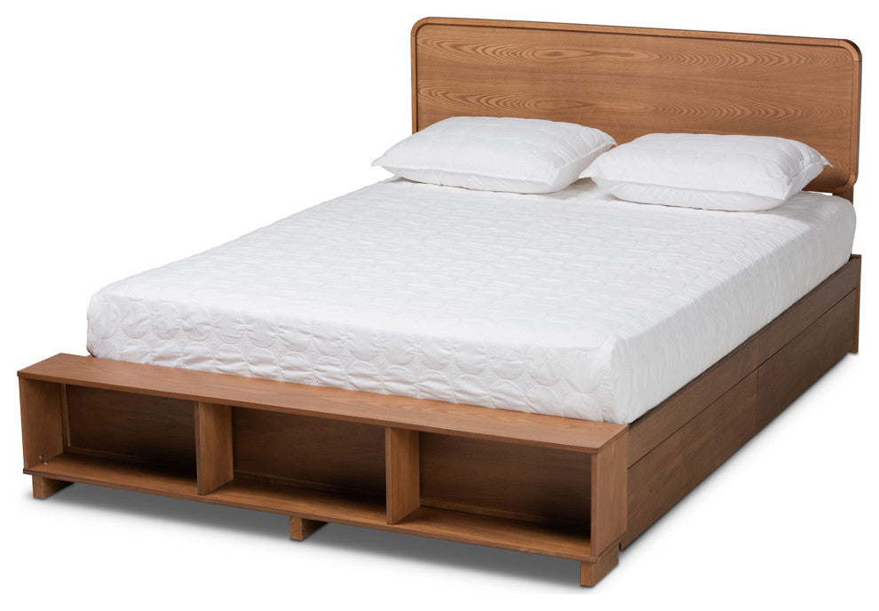 Andria Modern Ash Walnut 4-Drawer King Platform Storage Bed