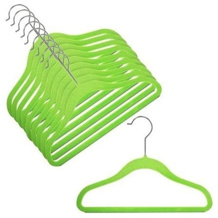 Children's Slim-Line Hanger, Lime, Set of 20