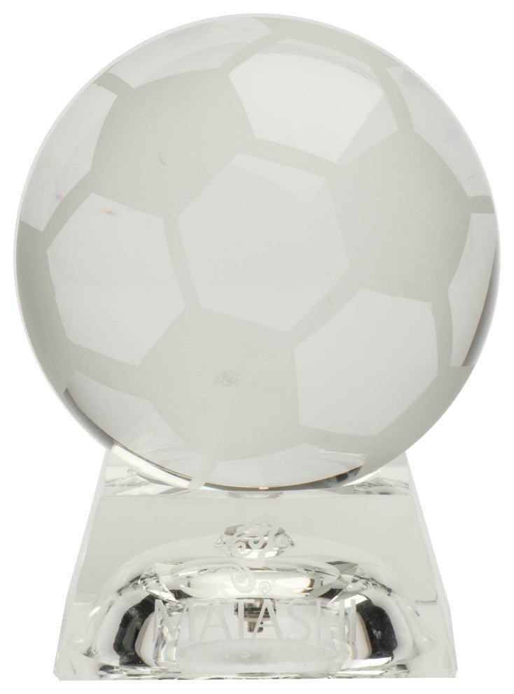 Matashi Crystal Paperweight With Etched Soccer Ball Ornament With Ligh