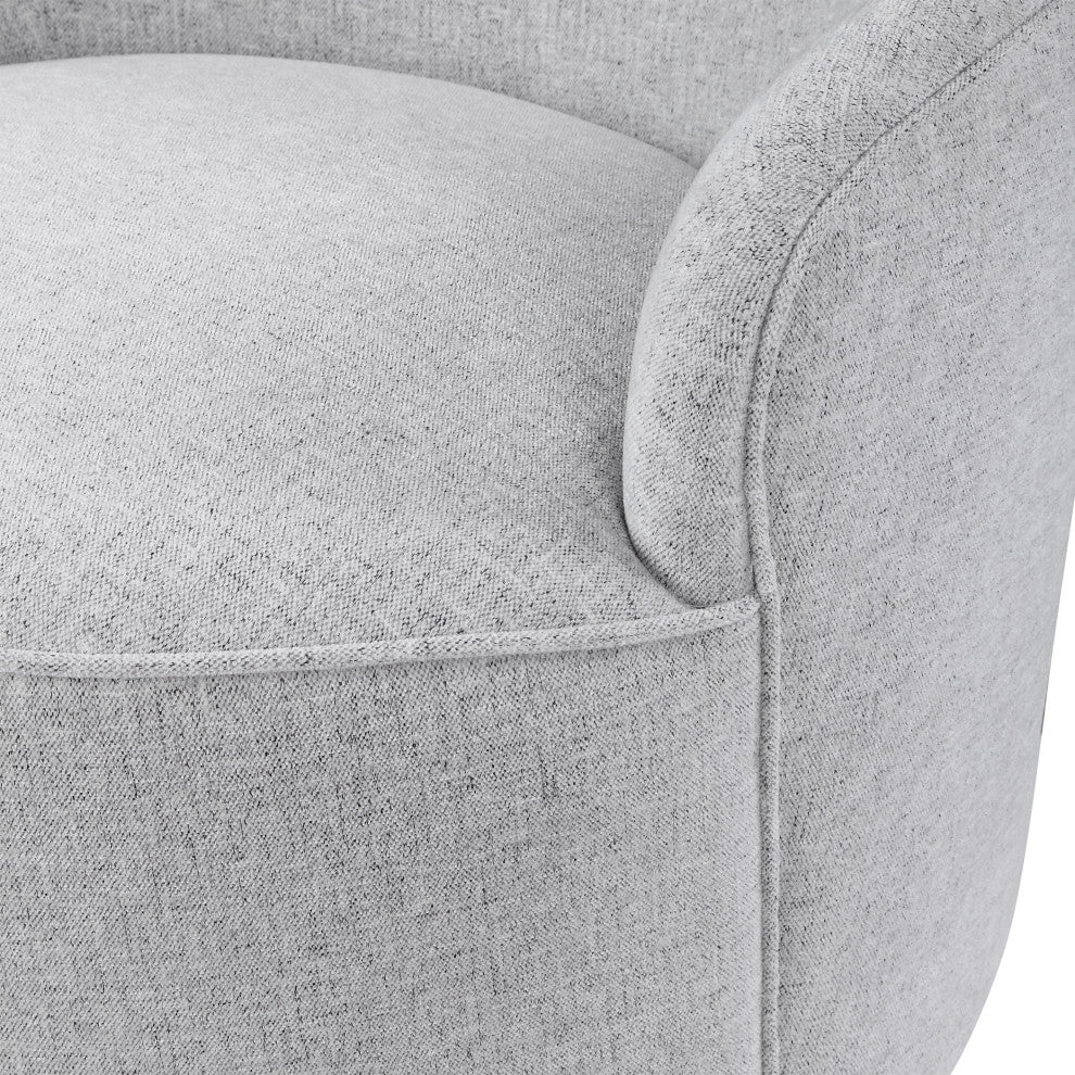 Elegant Soft Gray Swivel Accent Chair Round Barrel Minimalist Silver S