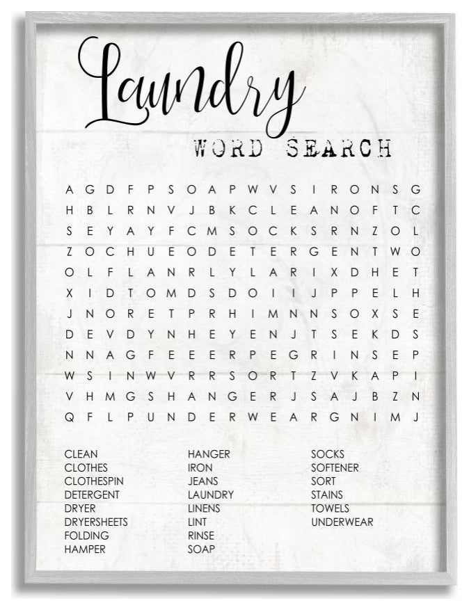 Stupell Industries Laundry Word Search Fun Family Word Design, 16"x20"