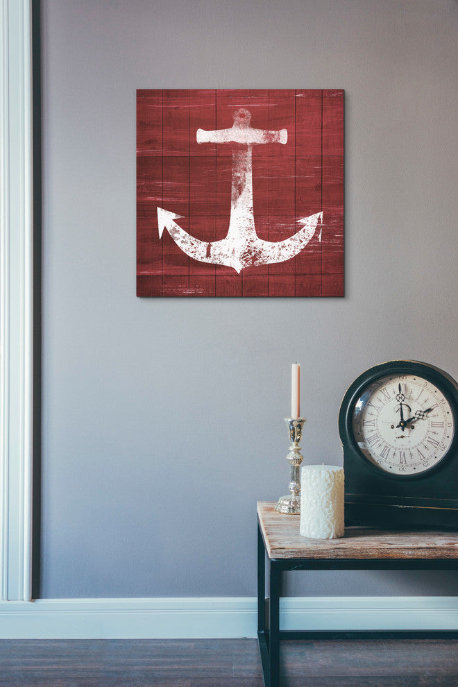 Epic Graffiti "Red and White Anchor" by Linda Woods, Giclee Canvas Art