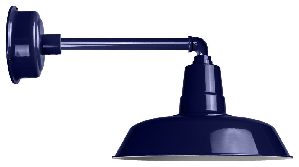14" Vintage Led Barn Light With Metropolitan Arm Cobalt Blue