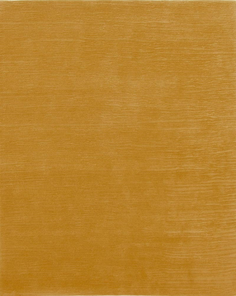 Solid Marigold Shore Wool Rug, 6' Round