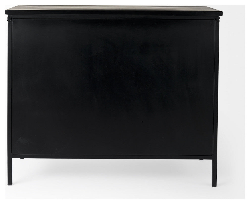 Slender Sleek Black Two Door Glass Cabinet