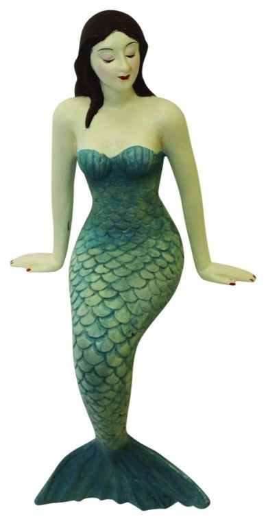 Luxe Mermaid Bathing Beauty Shelf Sitter Statue, Swim Suit Fantasy Blu
