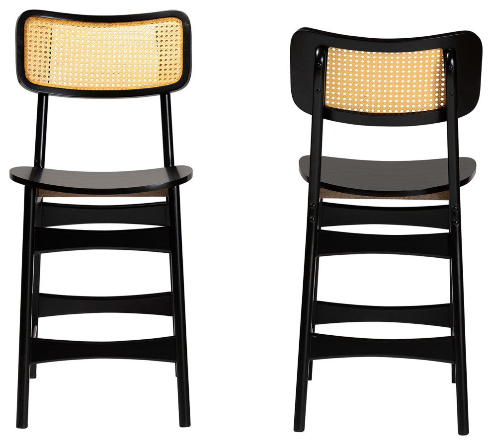 Eden Rattan 2PC Counter Stool Set Dark Brown