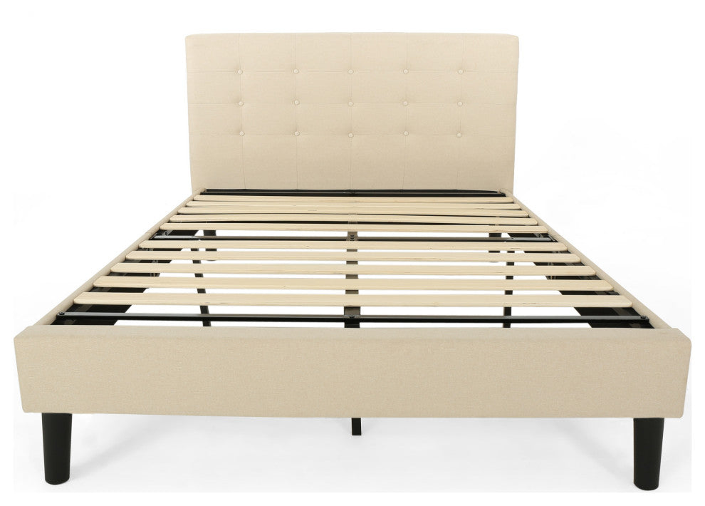 GDF Studio Gloria Fully-Upholstered Low-Profile Queen-Size Platform Be