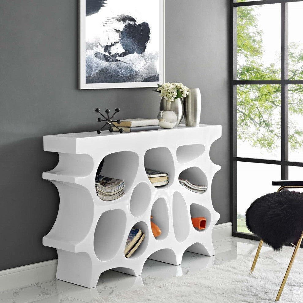 Modern Living Lounge Sidebaord Rack Stand Console Entry Table, White,