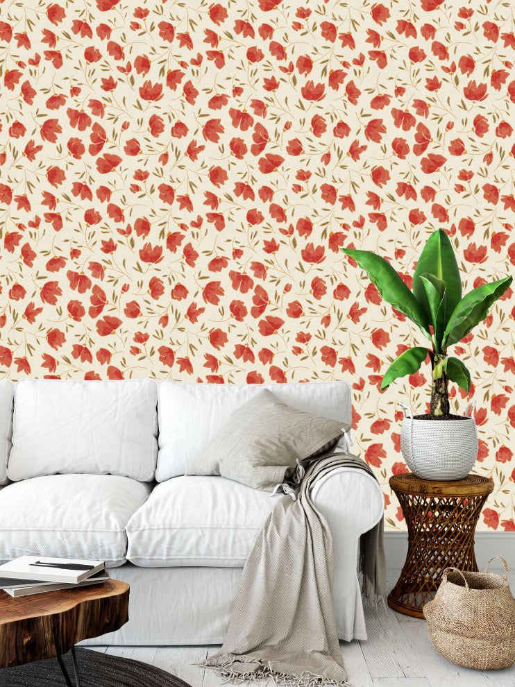 Denae Red Wallpaper, 24"x144"