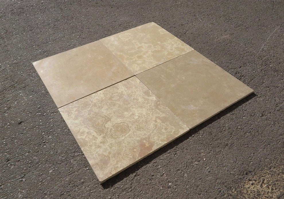 French Vanilla Limestone Tiles, Honed Finish, 24"x24", Set of 40