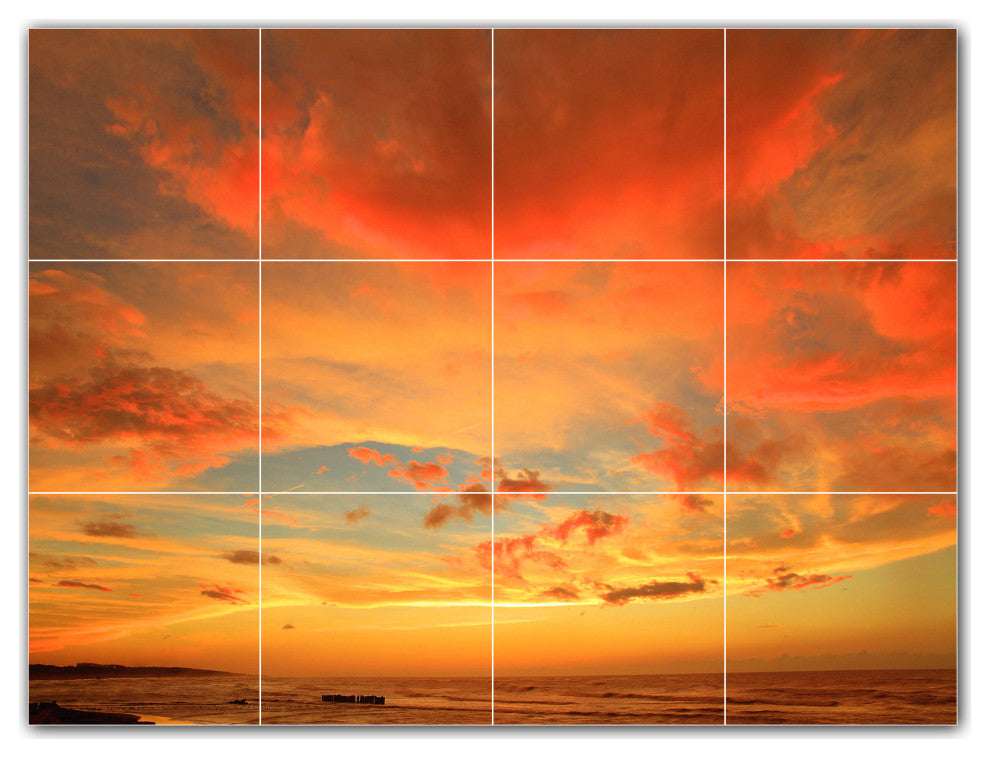 Sunset Ceramic Tile Wall Mural HZ500977-43L. 32" x 24"