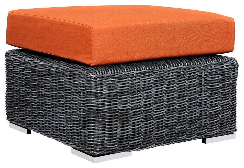 Modern Contemporary Urban Design Outdoor Patio Balcony Ottoman, Orange