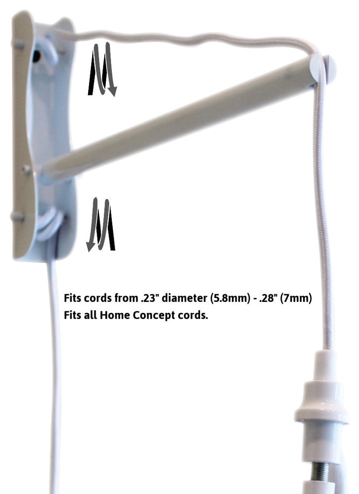 MAST Plug-In Wall Mount Pendant, 1 Light White Cord/Arm, Textured Oatm