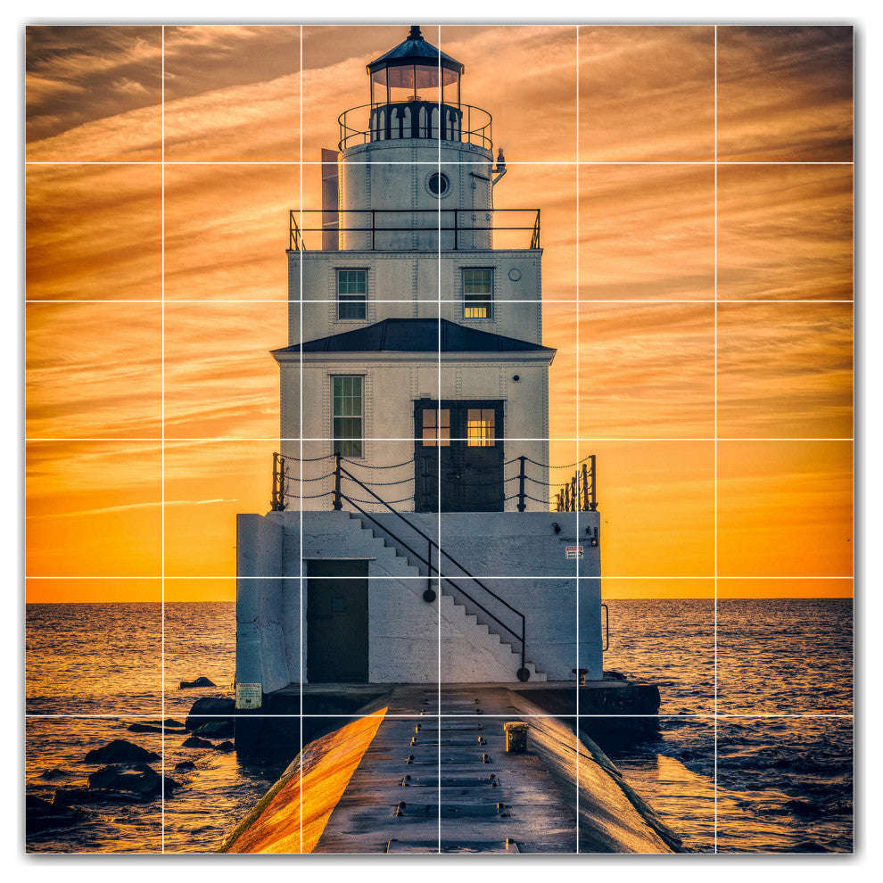 Lighthouse Ceramic Tile Wall Mural Hz500845-66l. 48" X 48"