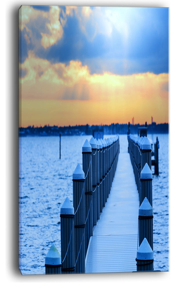 "Fantastic Blue Boardwalk and Seashore" Sea Bridge Wall Art, 16"x32"
