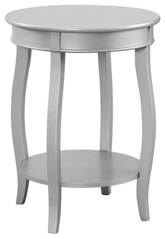 Silver Round Table with Shelf
