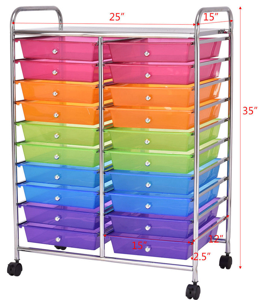 Costway 20 Drawer Rolling Storage Cart Scrapbook Paper Office School O