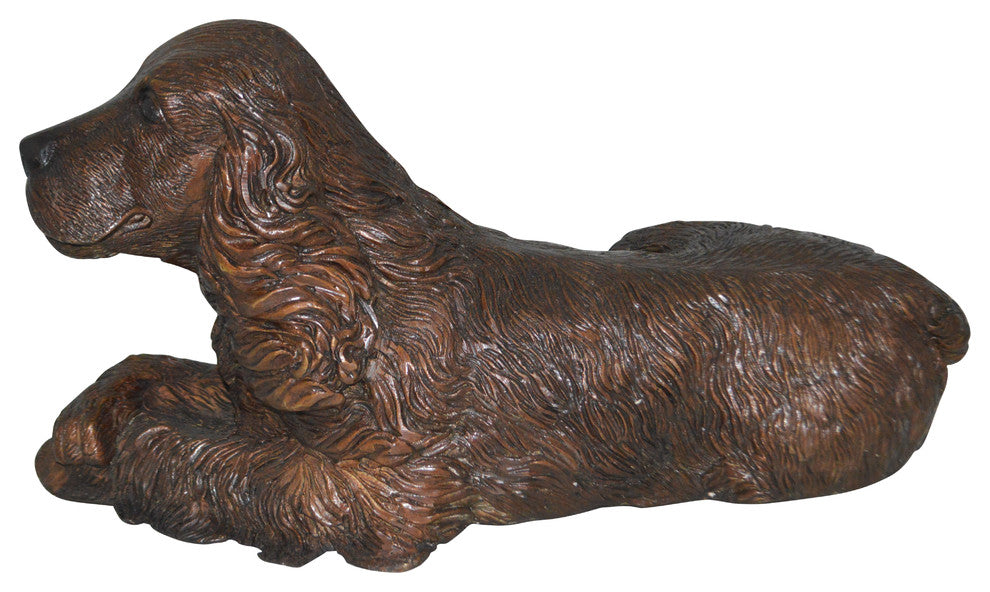 Cocker Spaniel Dog Crouching Bronze Statue - Size: 20"l X 10"w X 10"h.