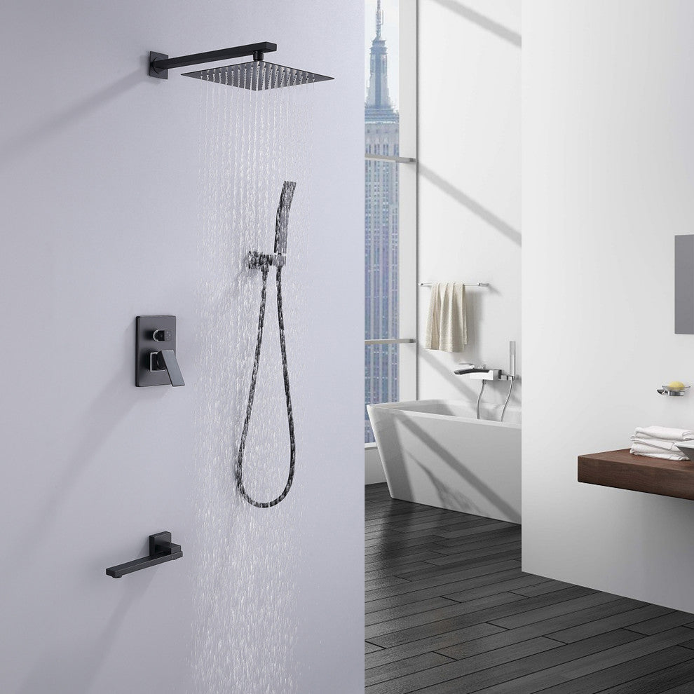 Pressure Balanced Water-Saving 3-Function Rain Shower System with Roug