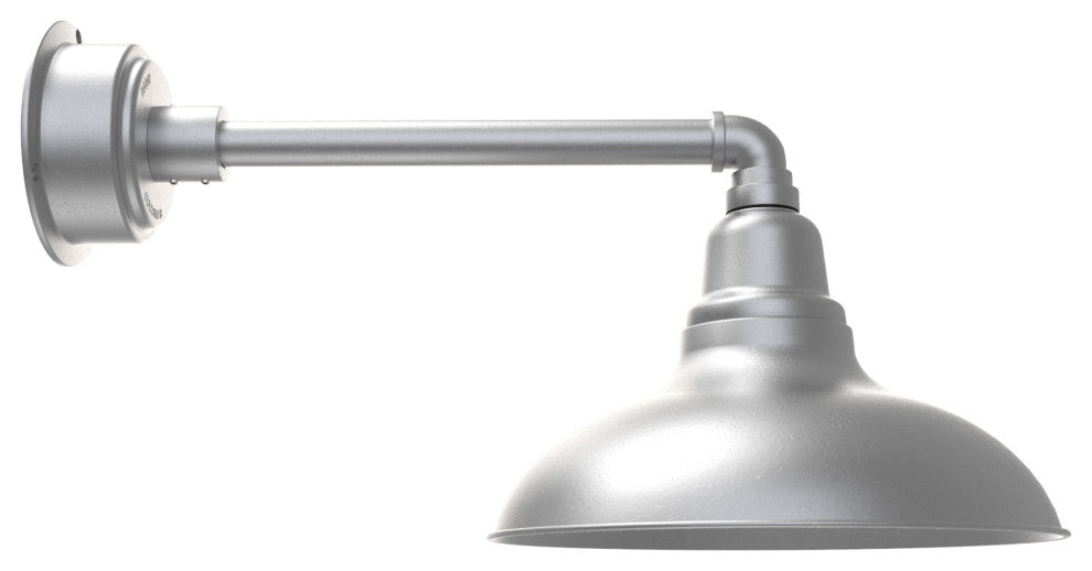 12in. Galvanized Silver Gooseneck Barn Light with Metropolitan Arm