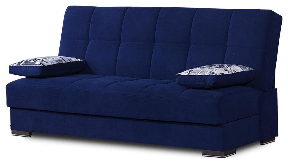 Comfortable Sleeper Sofa, Armless Design With Square Tufting, Blue Che